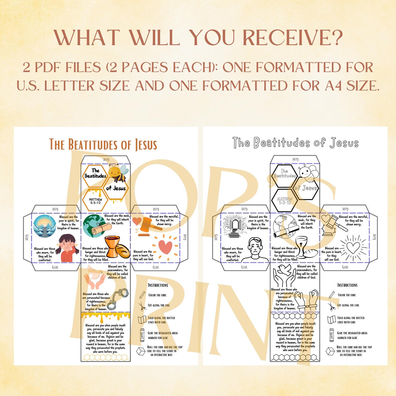 Beatitudes Sunday School Craft, Printable Bible Verse Activity, Kids ...