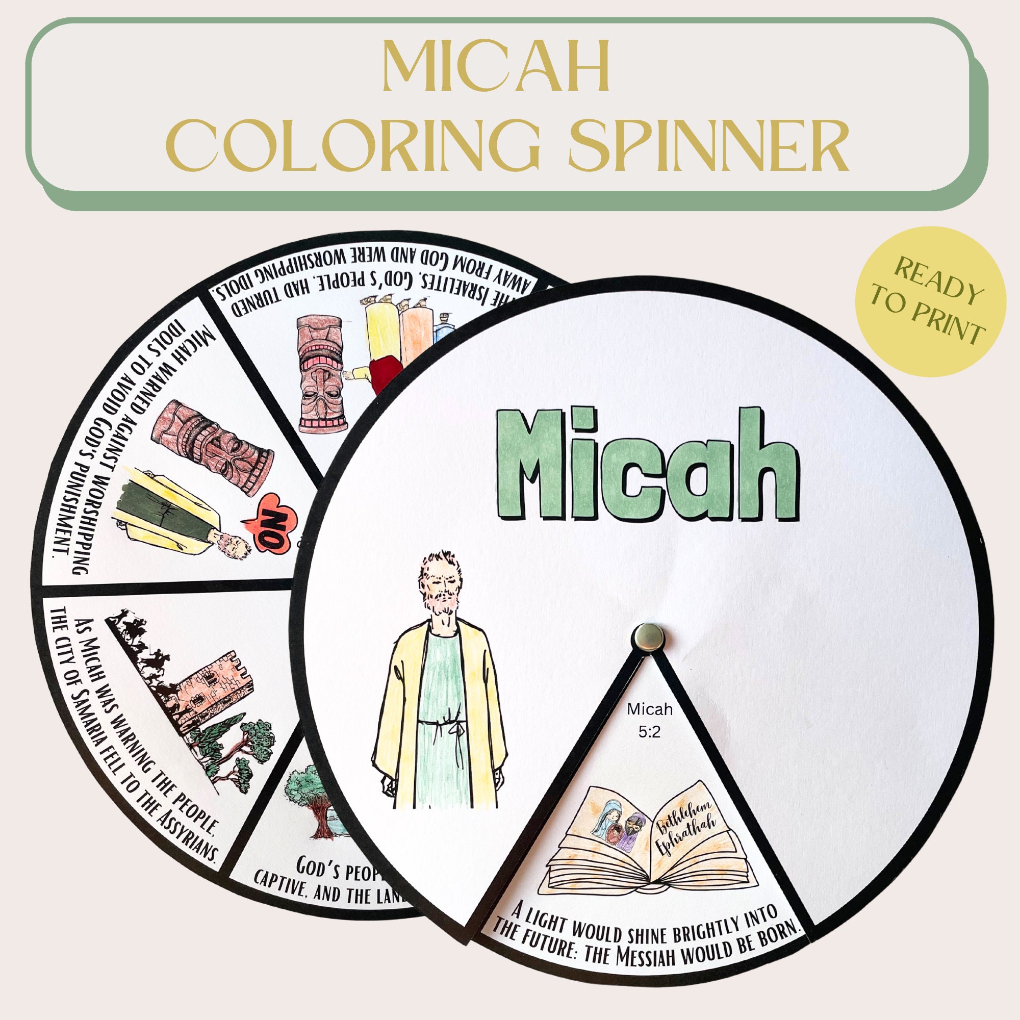 Micah Coloring Spinner Wheel| Micah Craft| Sunday School Craft| Kids ...