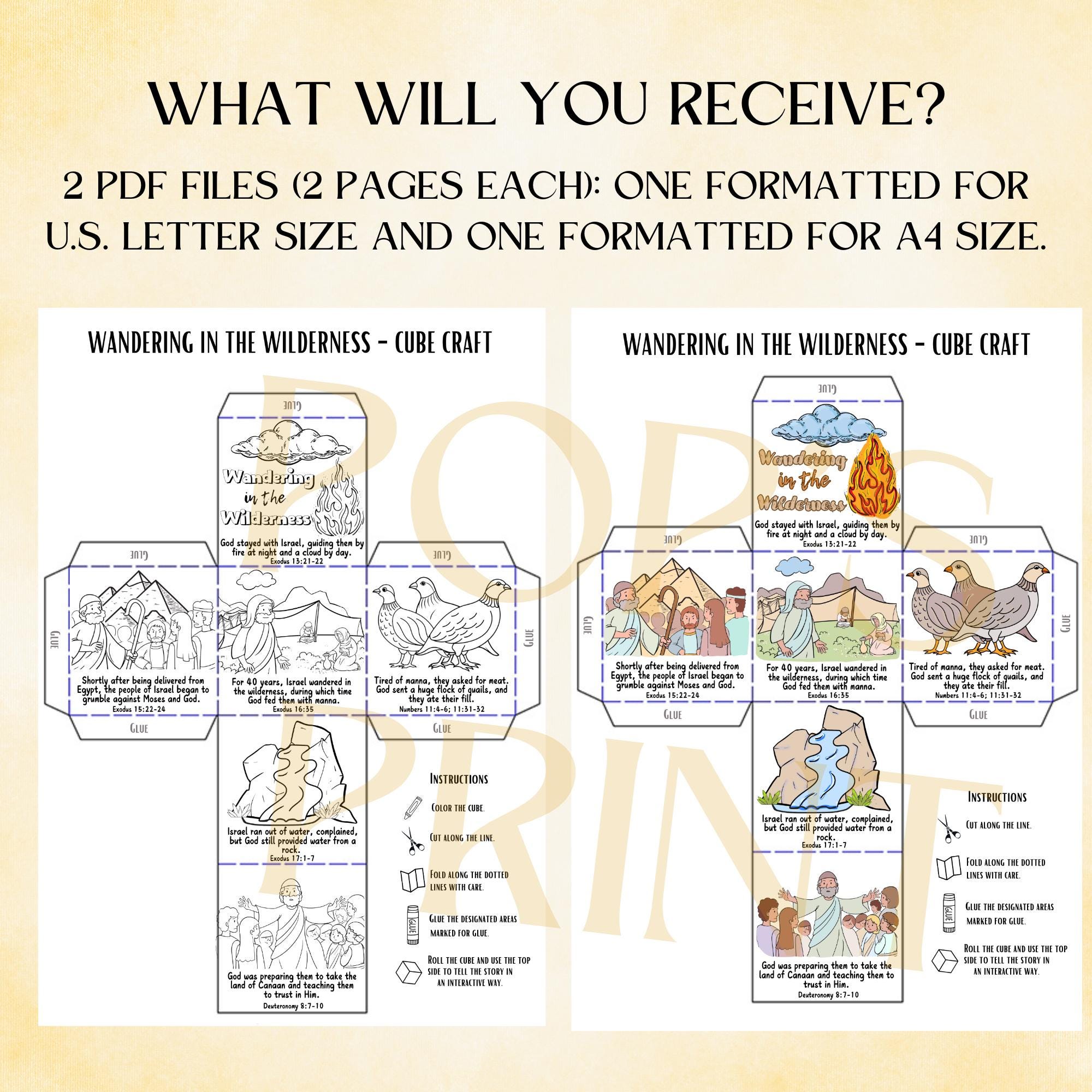 Wandering in the Wilderness Sunday School Cube Craft – Printable Kids ...