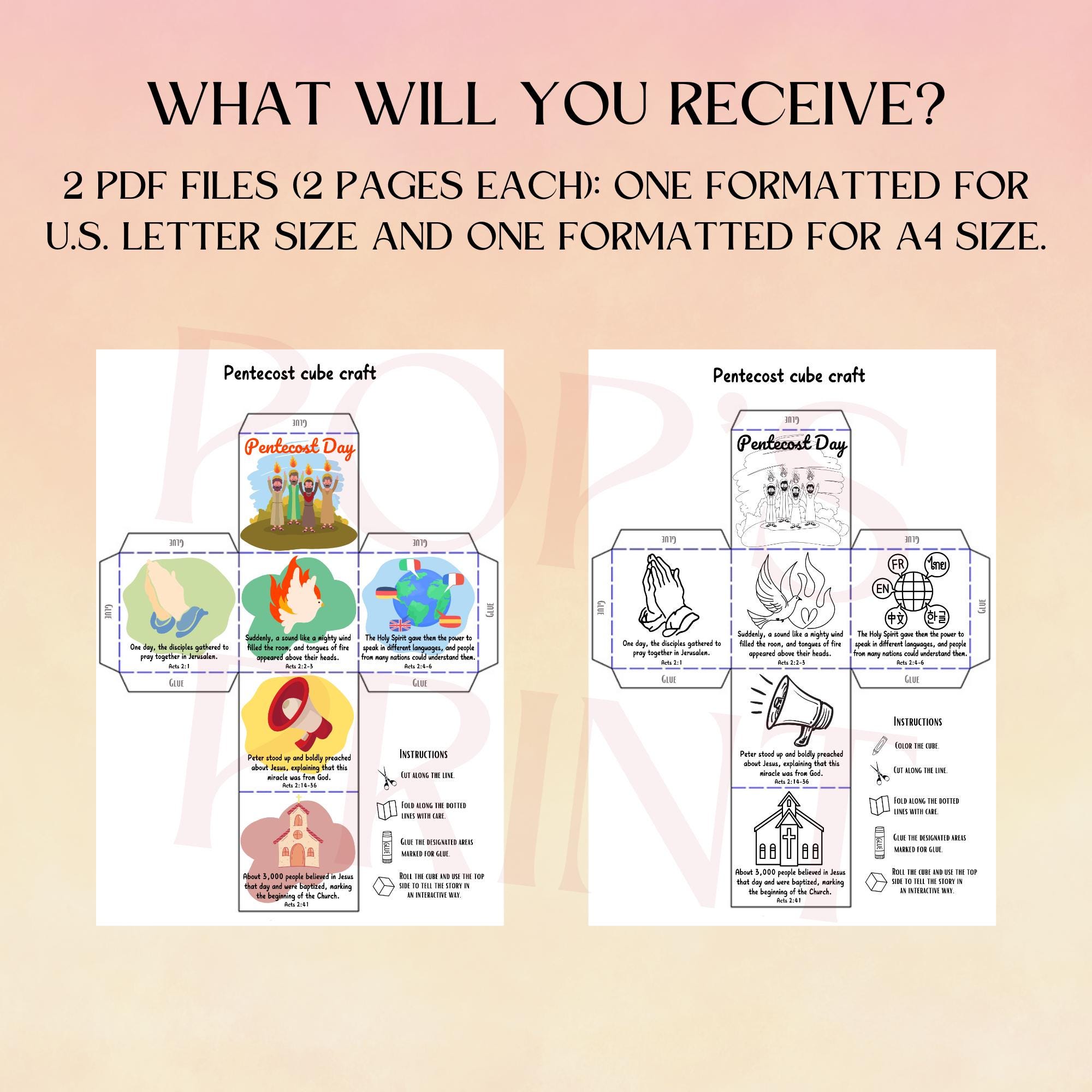 Pentecost Day Cube Craft for Kids| Printable Sunday School Story| Bible ...