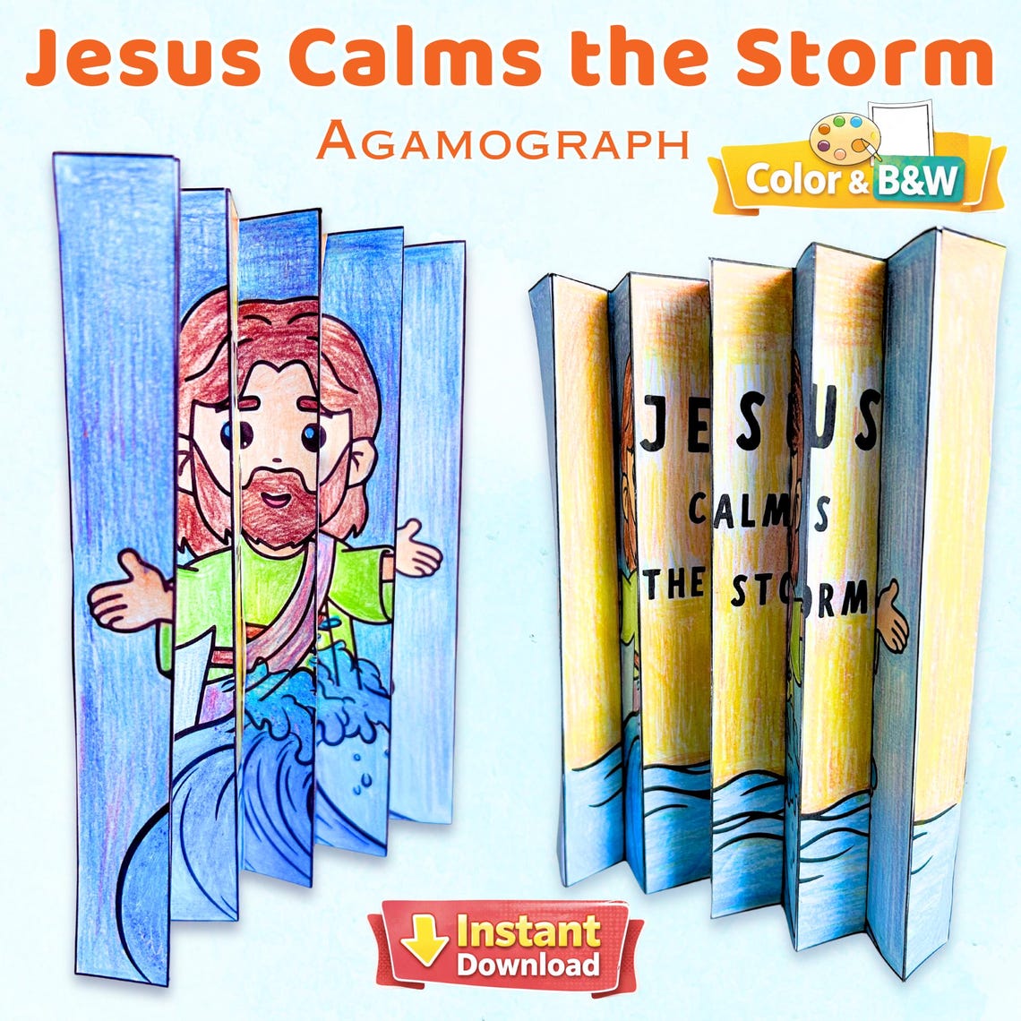 Jesus Calms the Storm Agamograph Craft – Sunday School Printable Bible ...