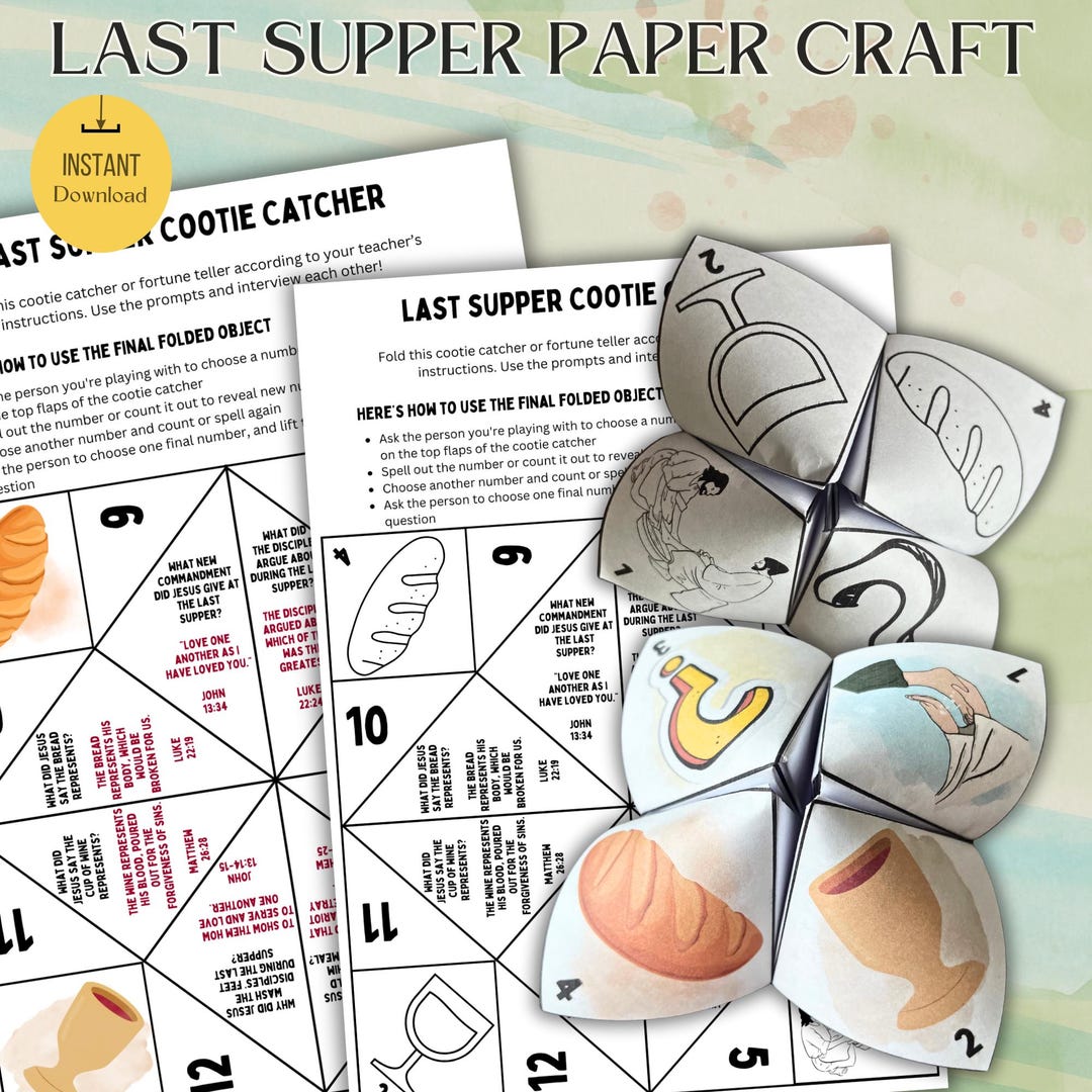 Last Supper Story for Kids| Cootie Catcher| Printable Sunday School ...