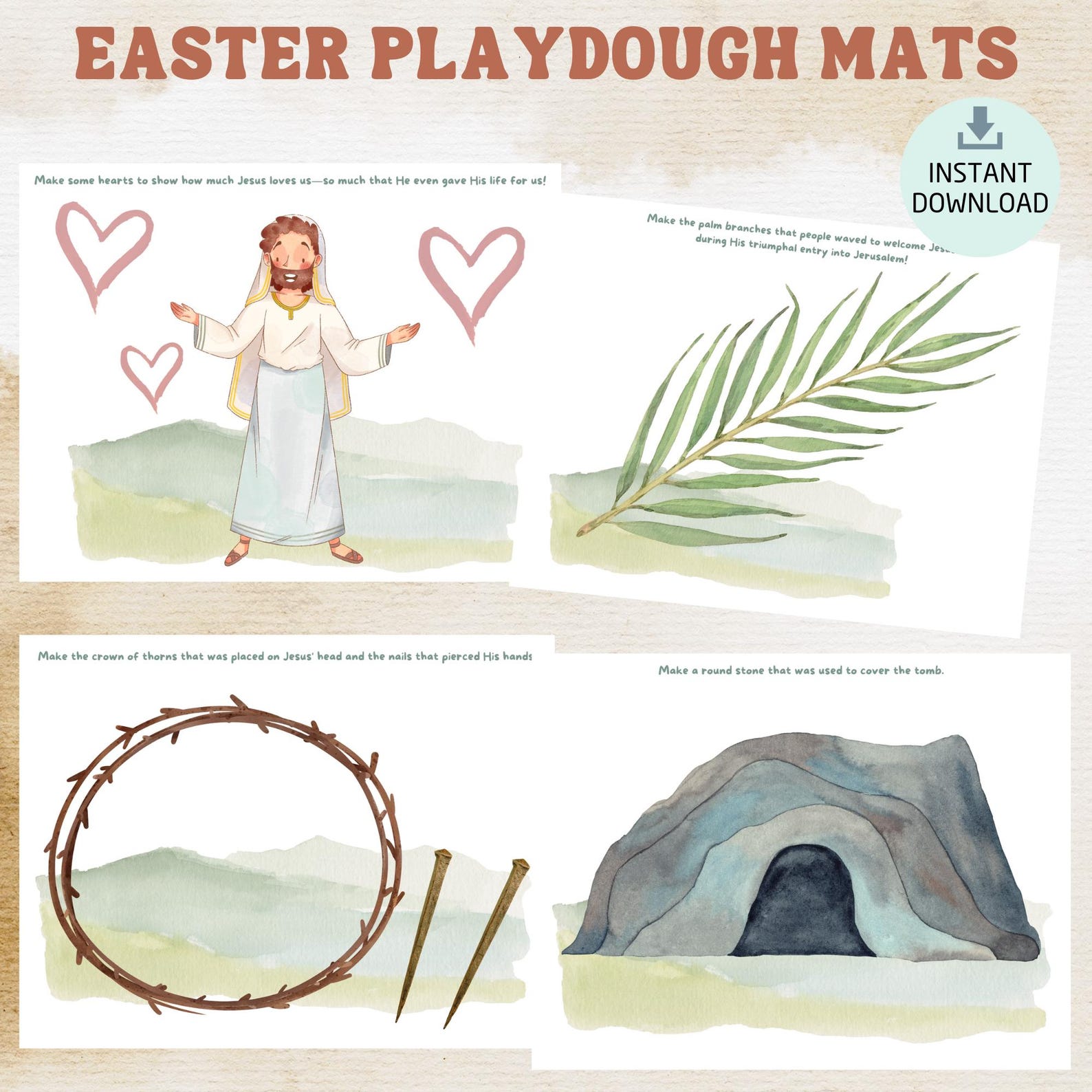 Easter Holy Week Playdough Mats | Printable Sunday School Craft ...