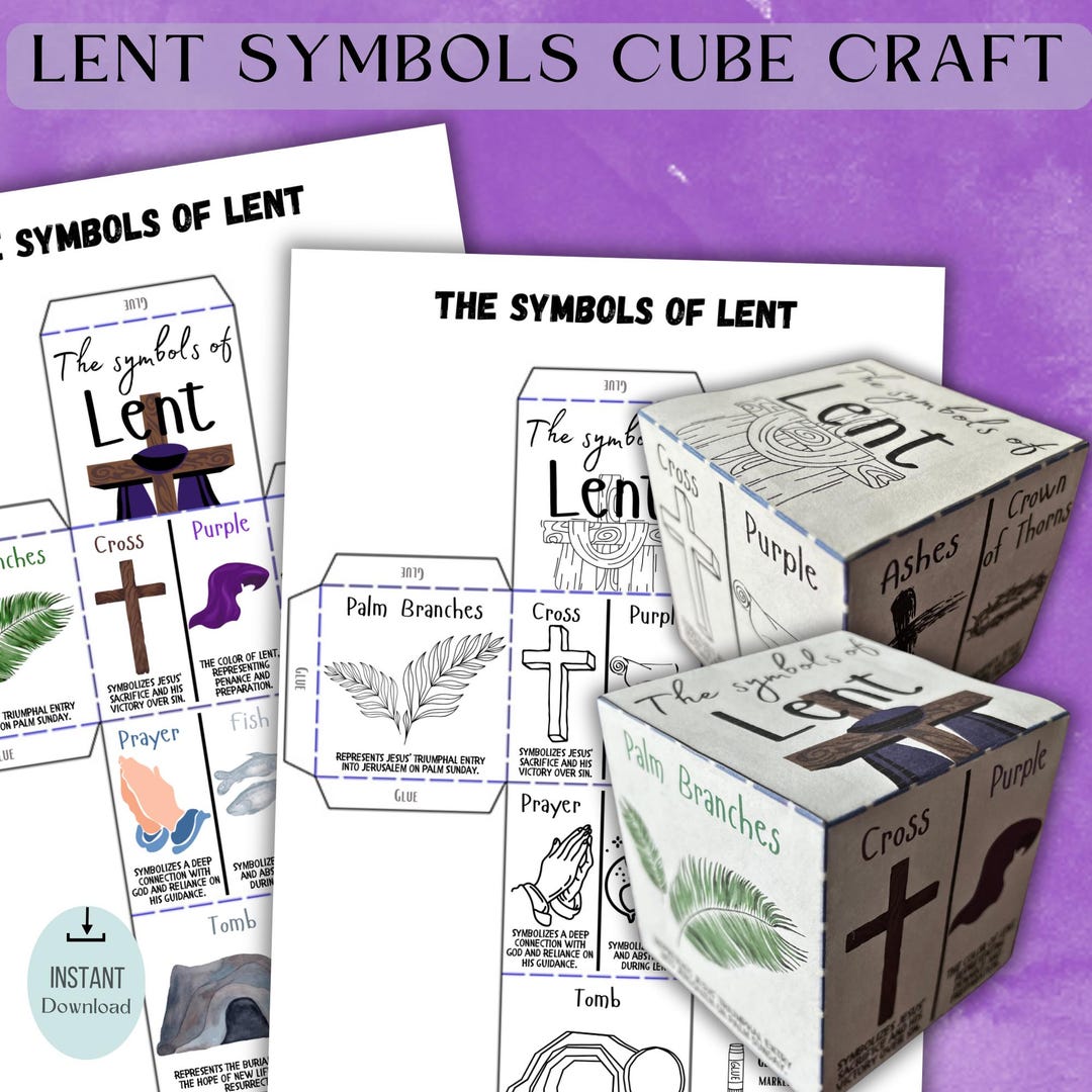 Lent Symbols for Kids| Cube Craft| Printable Sunday School Bible ...