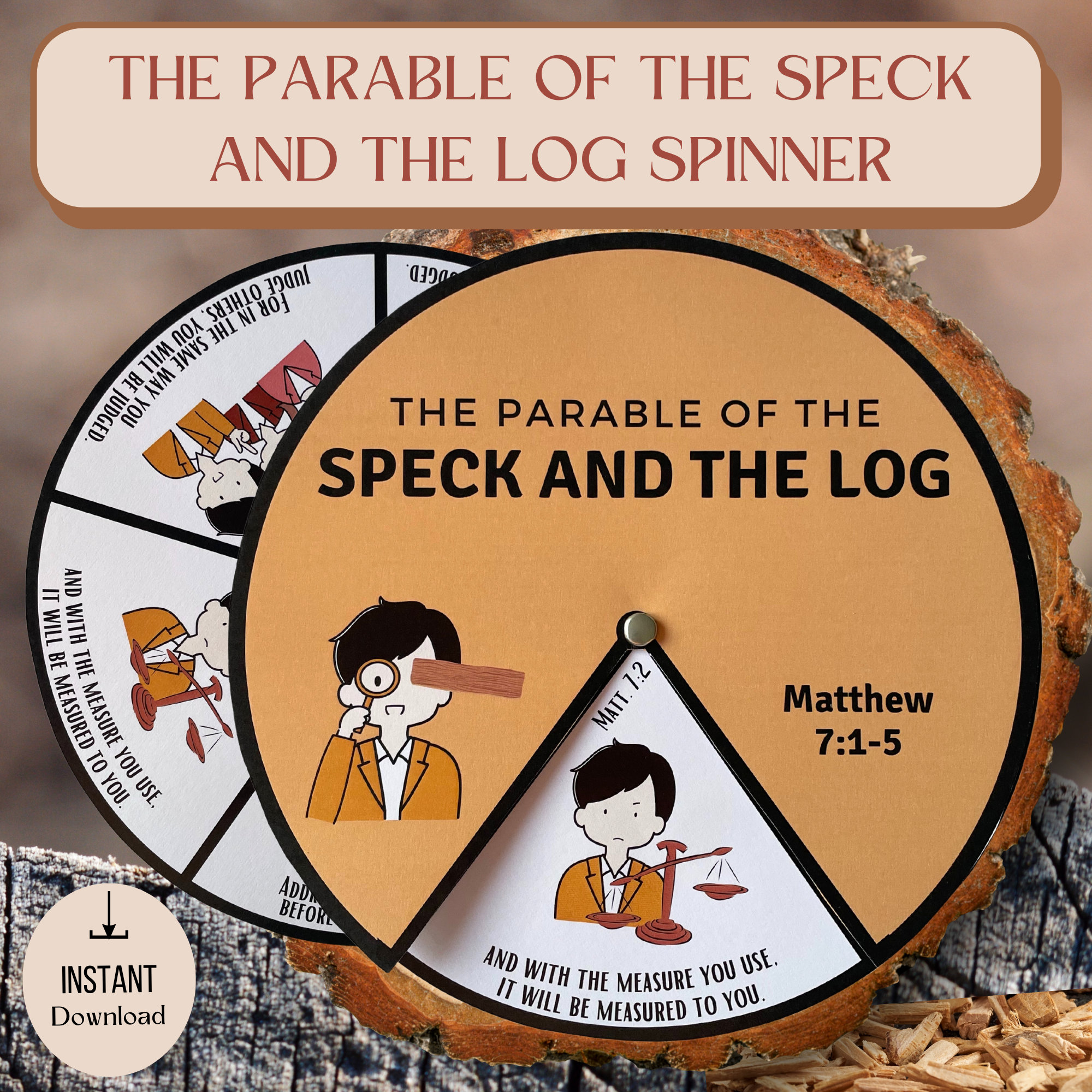 Printable the Parable of the Speck and the Log Spinner Wheel | Judgment ...