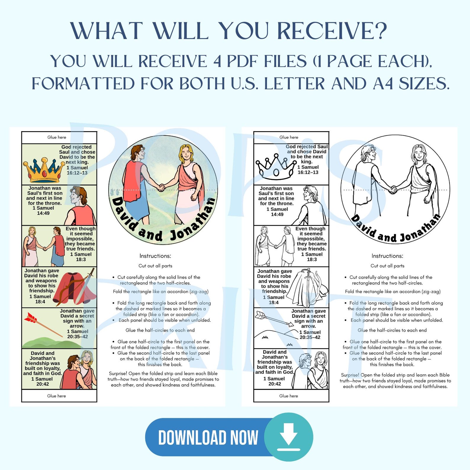 David and Jonathan Friendship Bible Craft for Kids – Printable Folding ...