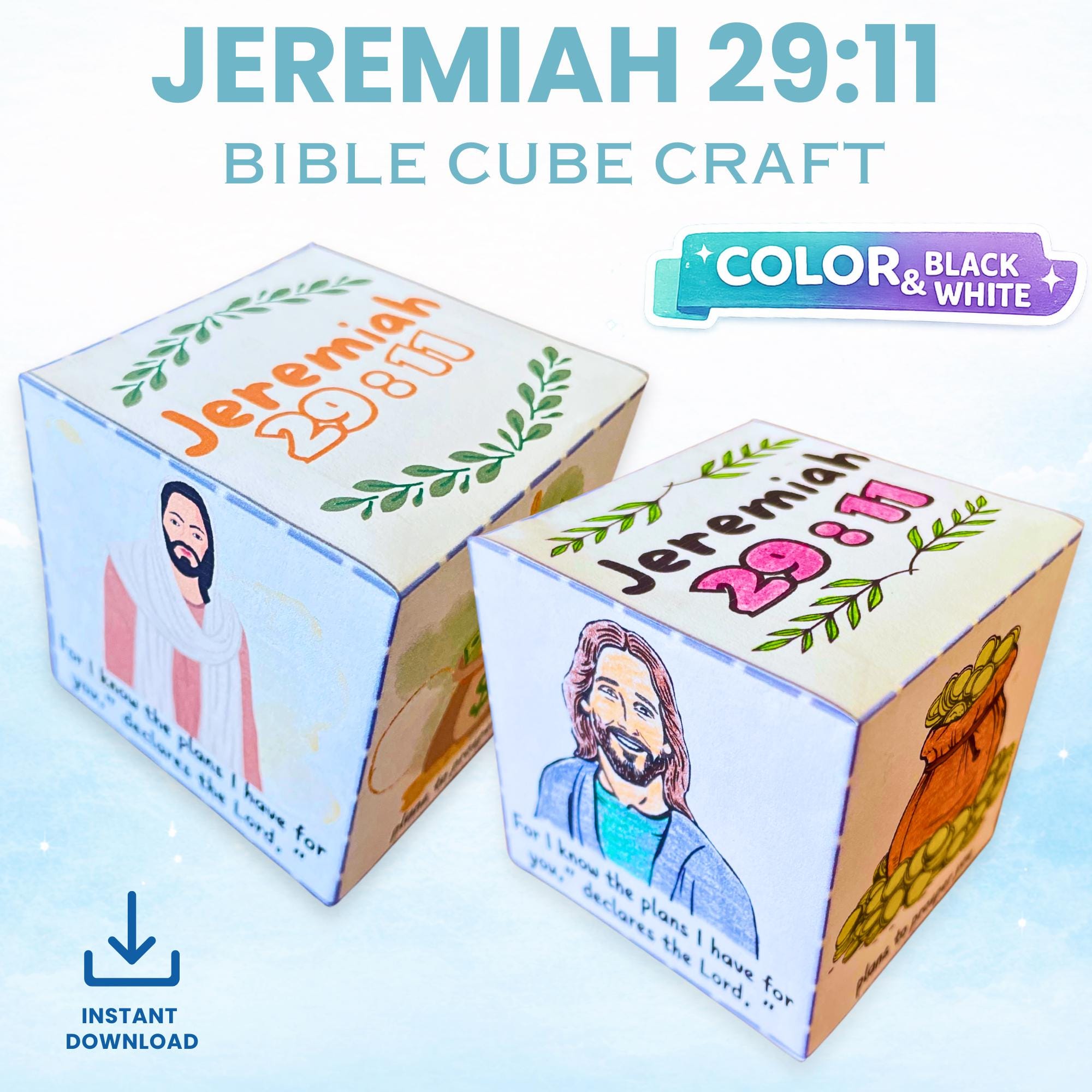 Jeremiah 29:11 Cube Craft – Sunday School Printable Activity, Kids ...