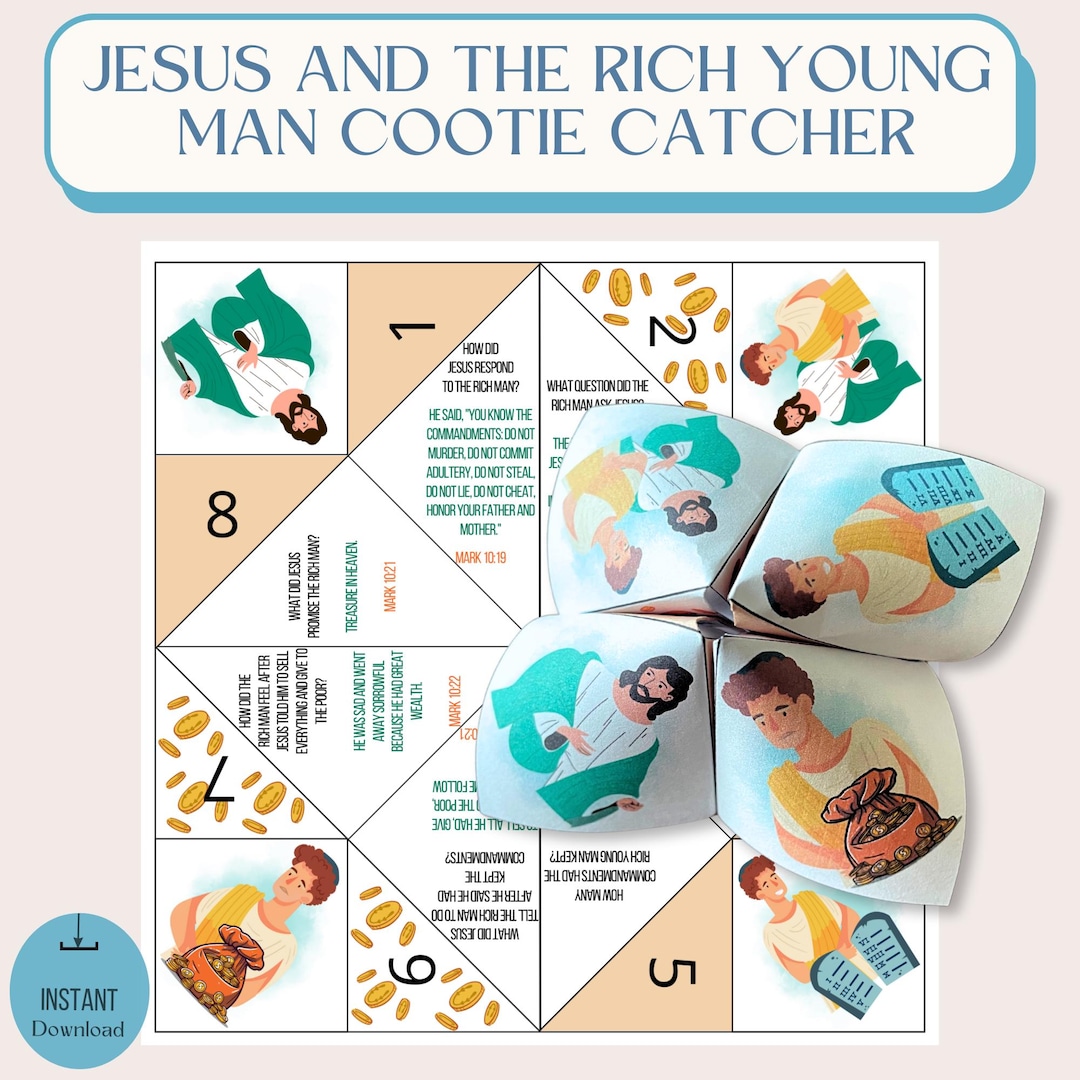 Jesus and the Rich Young Man Cootie Catcher, Sunday School Craft, Kids ...