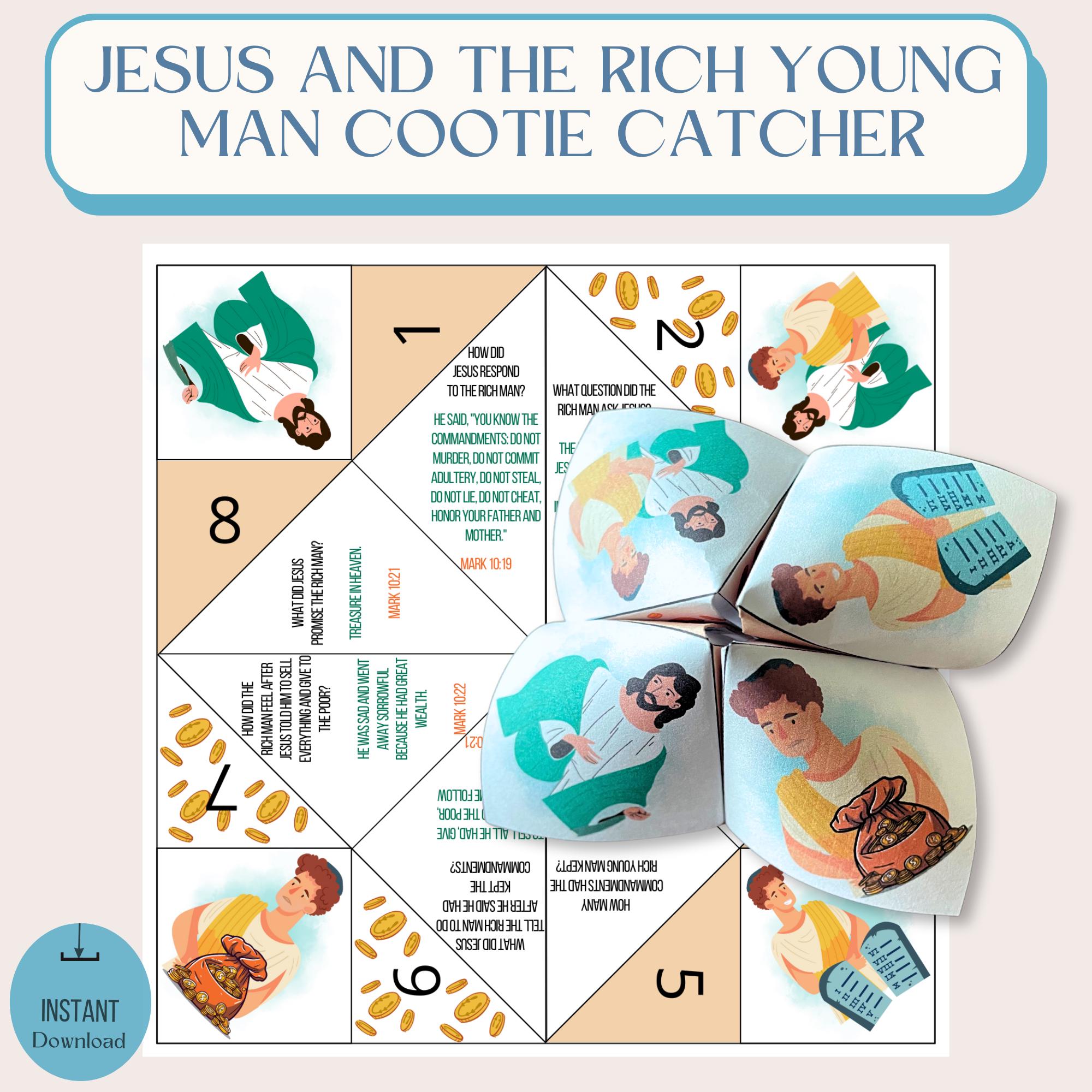 Jesus and the Rich Young Man Cootie Catcher, Sunday School Craft, Kids ...