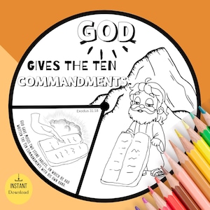 Printable Sunday School Craft: God Gives the Ten Commandments Spinner ...