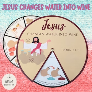 Jesus Turns Water Into Wine Spinner, Bible Wheel Craft for Kids ...
