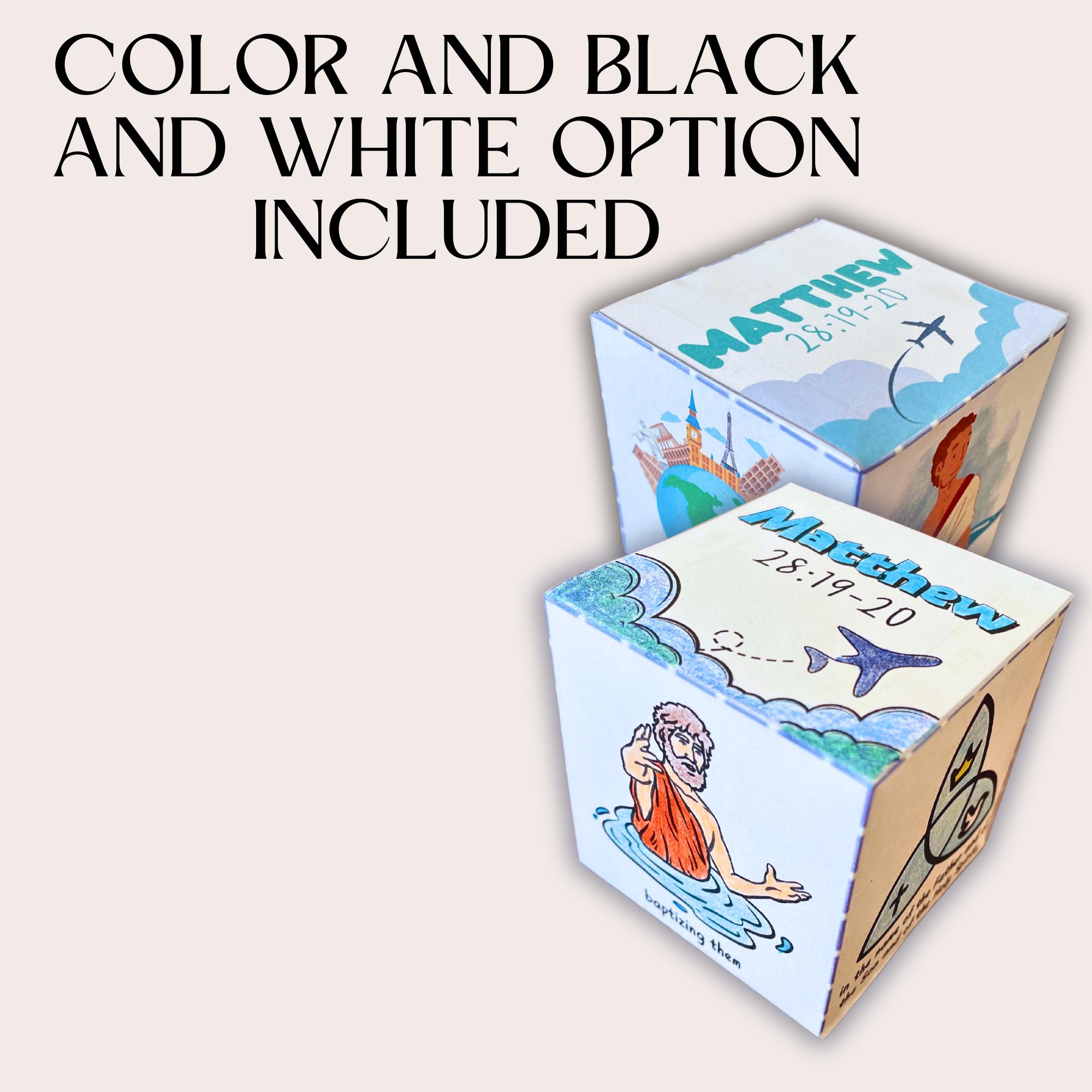 Matthew 28:19-20 Cube Craft, Printable Bible Activity, Memory Game ...