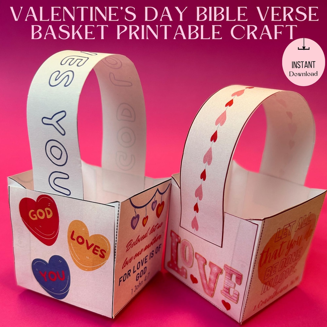 Valentine's Day Bible Verse Basket Printable Craft, Sunday School ...