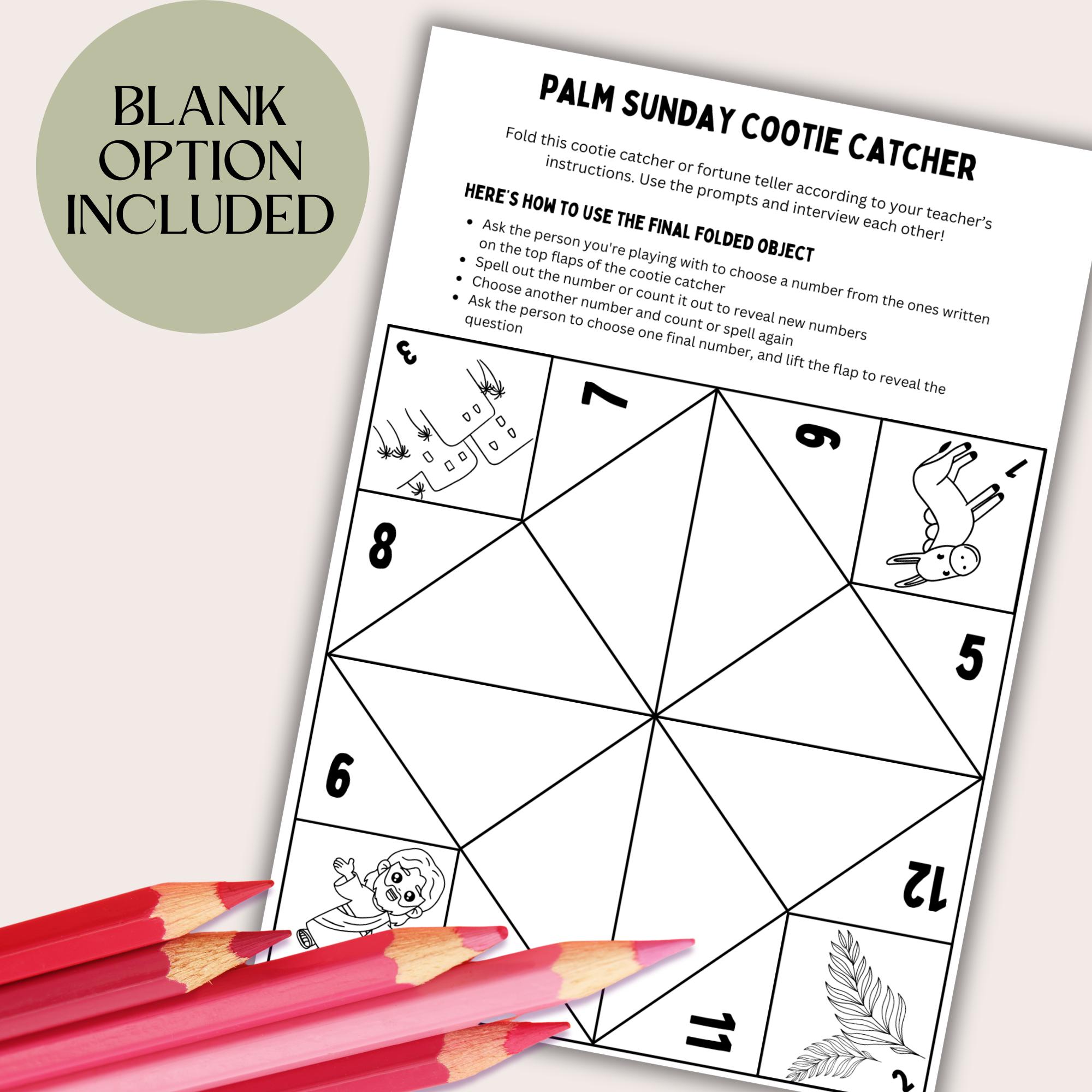 Palm Sunday Story for Kids| Cootie Catcher| Printable Sunday School ...