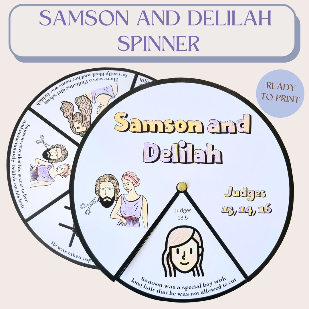 Printable Samson and Delilah Coloring Spinner Wheel Samson Craft Sunday ...