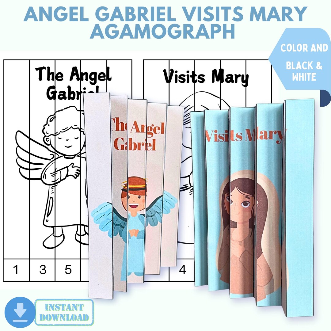 Printable Angel Gabriel Visits Mary Agamograph, Sunday School Nativity ...