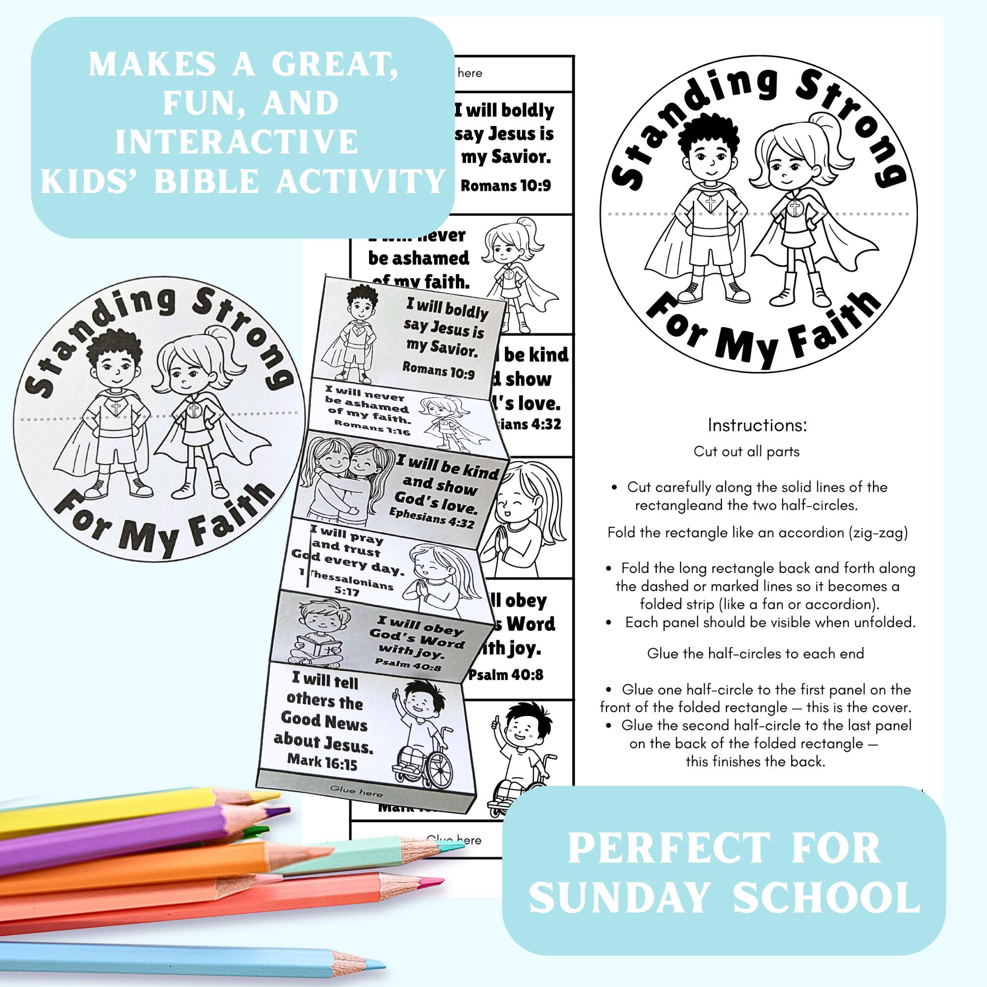 Standing Strong in Faith Craft | Printable Christian Folding Surprise ...