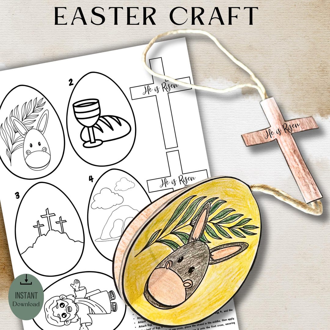 Easter Story Sunday School Egg Craft, 3D Easter Eggs Coloring Paper ...