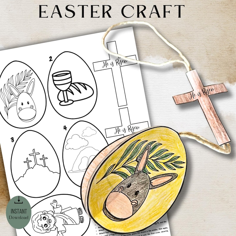 Easter Story Sunday School Egg Craft, 3D Easter Eggs Coloring Paper ...