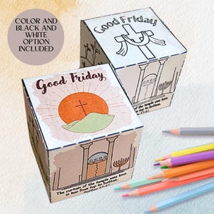 Printable Good Friday Sunday School Craft | 3D Paper Cube Craft for ...
