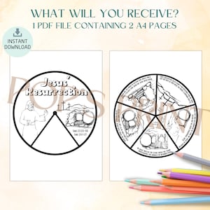 Printable Sunday School Craft Jesus Resurrection Coloring Spinner Wheel ...