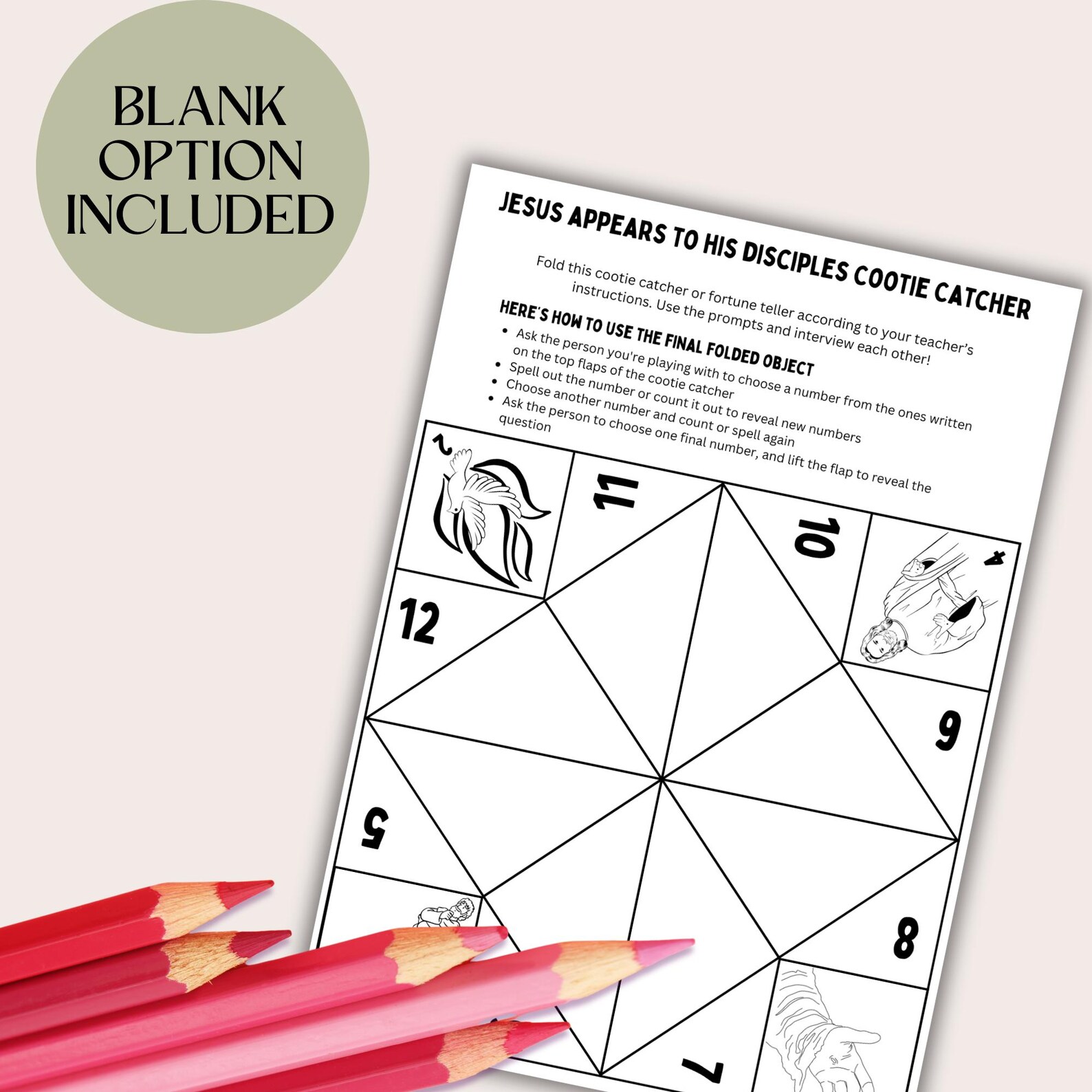 Jesus Appears to His Disciples Cootie Catcher for Kids| Printable ...