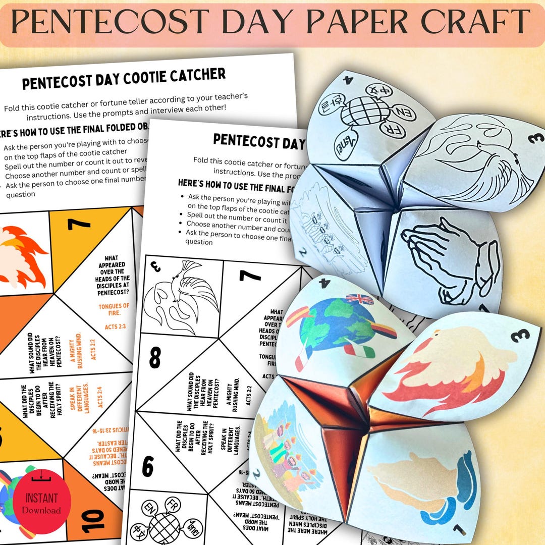 Pentecost Day Cootie Catcher Craft for Kids| Sunday School Activity for ...