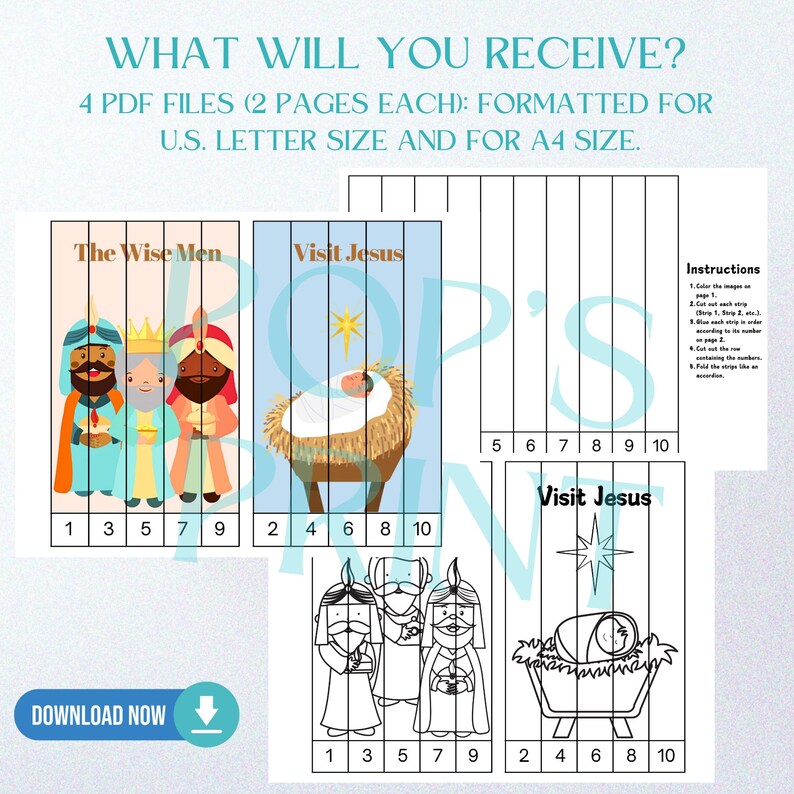 Printable Wise Men Visit Jesus Agamograph, Sunday School Craft ...