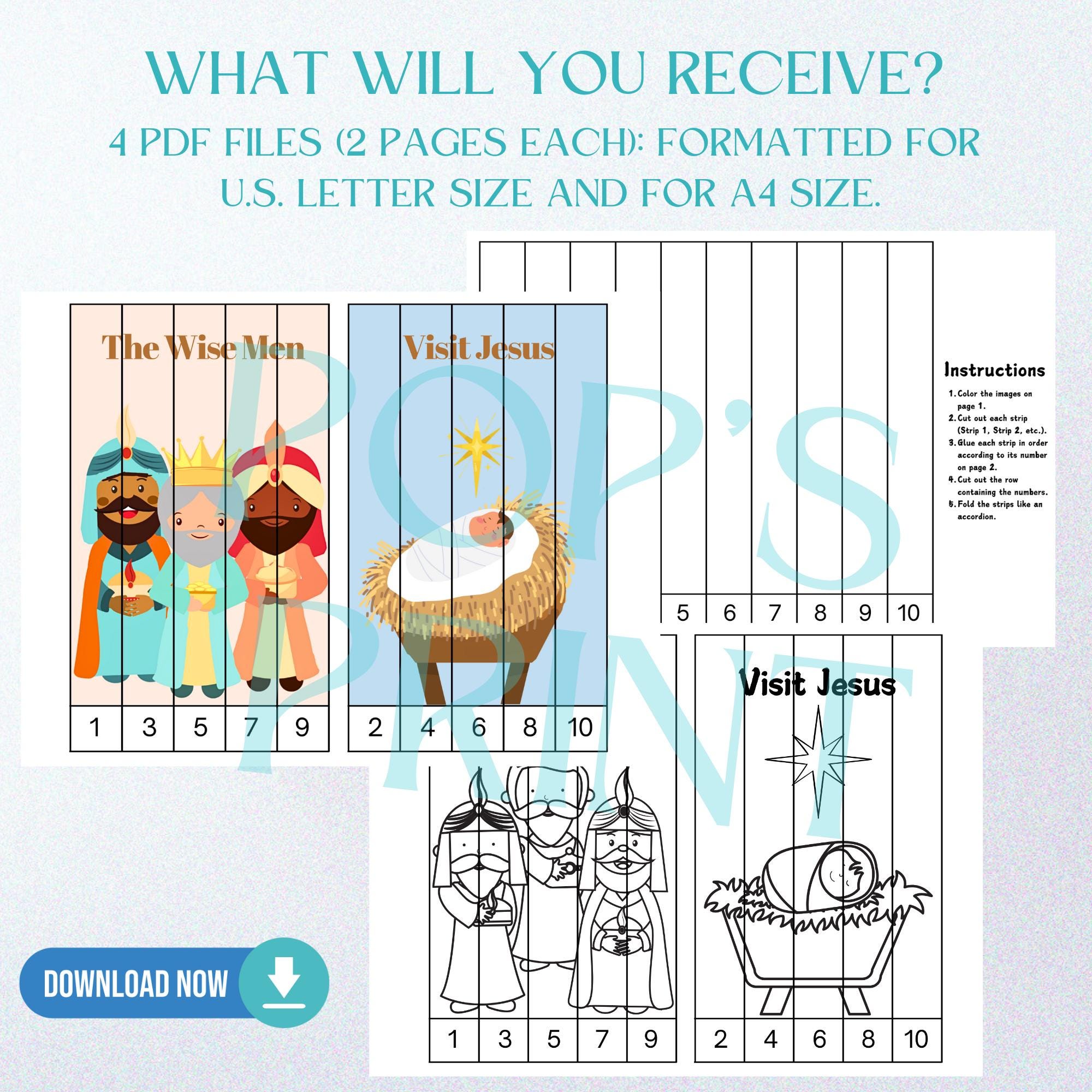 Printable Wise Men Visit Jesus Agamograph, Sunday School Craft ...