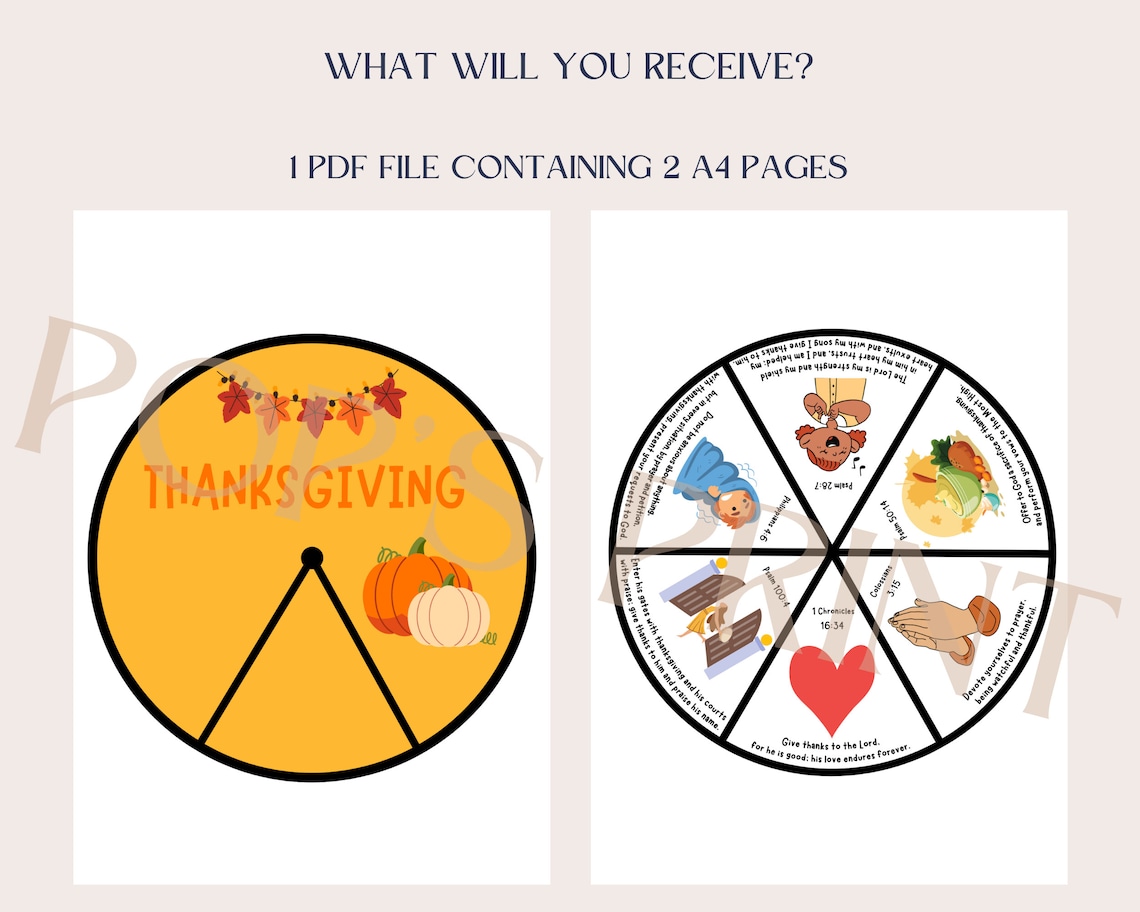 Thanksgiving Bible Verse Spinner Wheel | Kids' Craft (digital Download ...