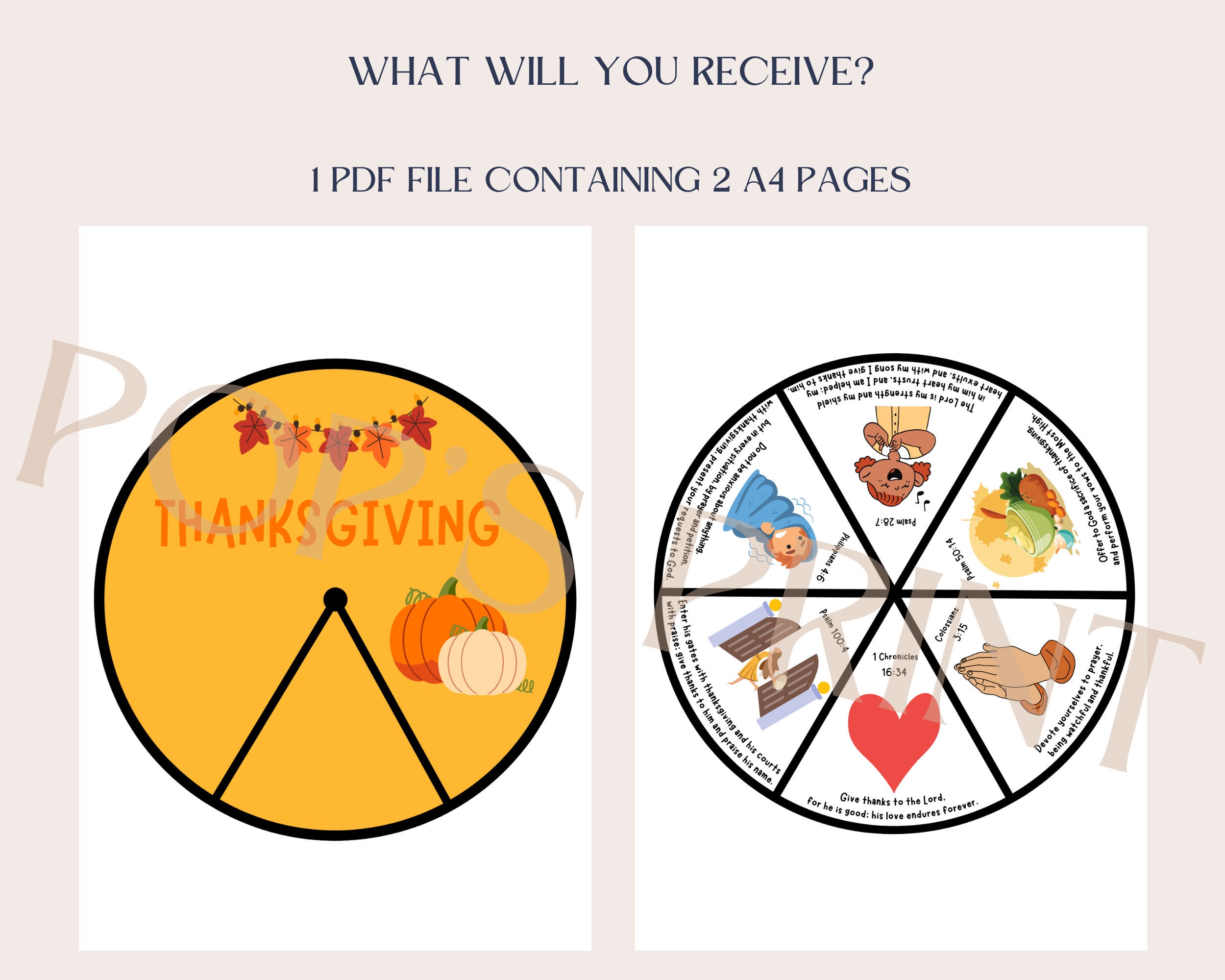 Thanksgiving Bible Verse Spinner Wheel | Kids' Craft (digital Download ...