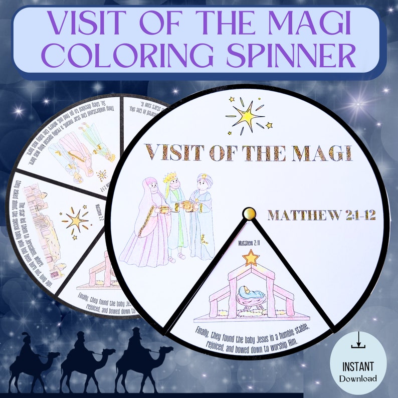 Printable Visit of the Magi Coloring Spinner Wheel | Nativity Sunday ...