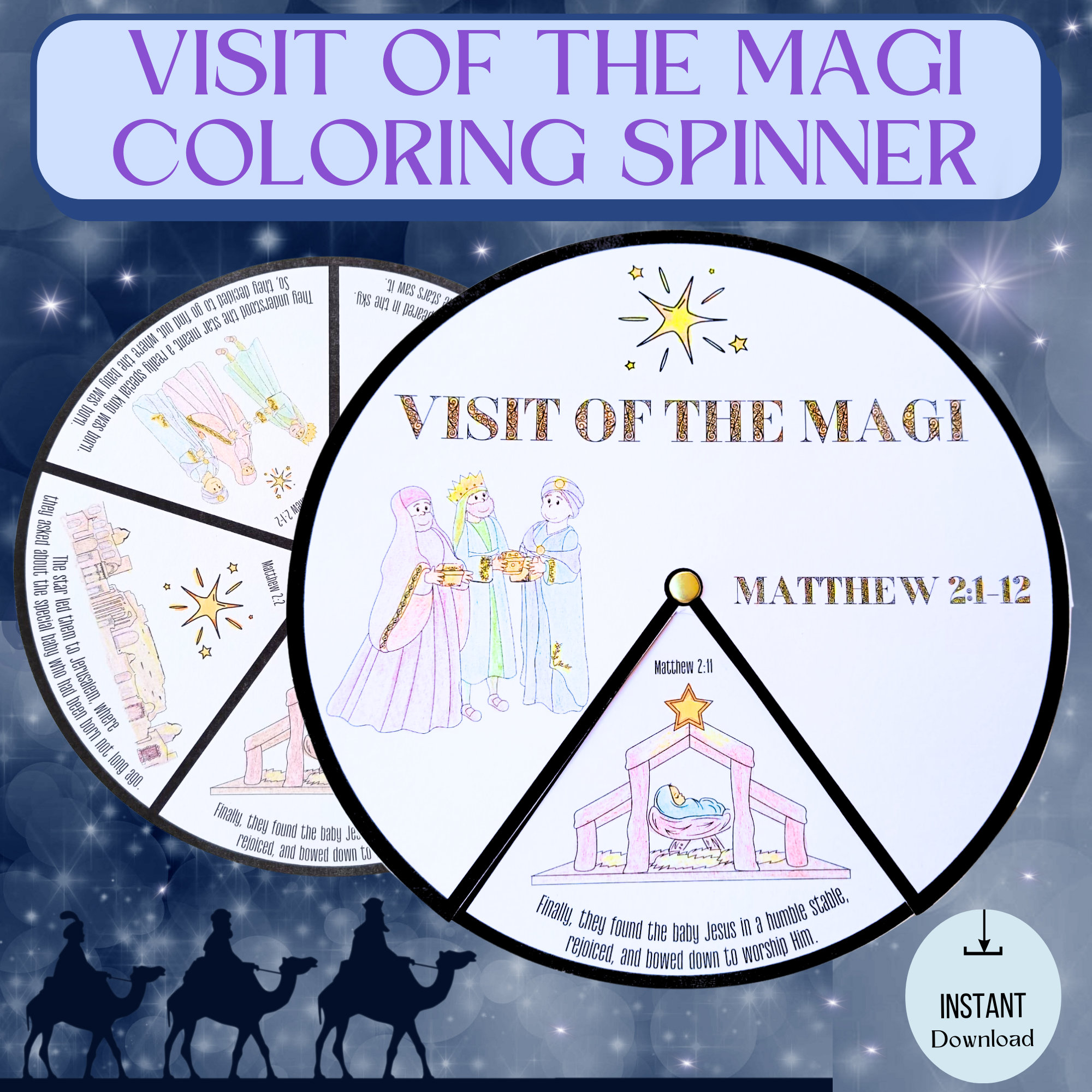 Printable Visit of the Magi Coloring Spinner Wheel | Nativity Sunday ...