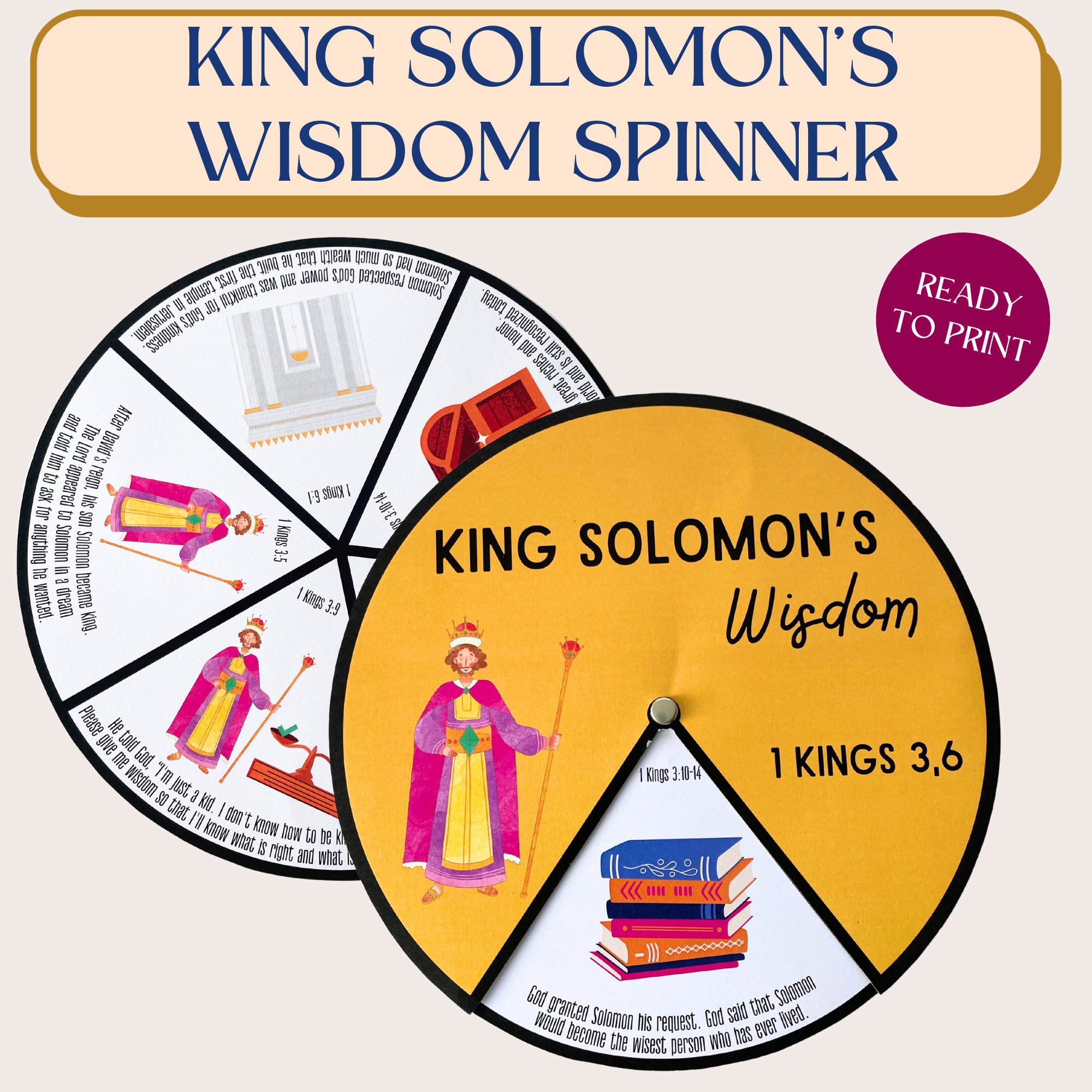 Printable Wisdom of Solomon Spinner Wheel | Sunday School Craft | Kids Ministry Activity | Bible ...