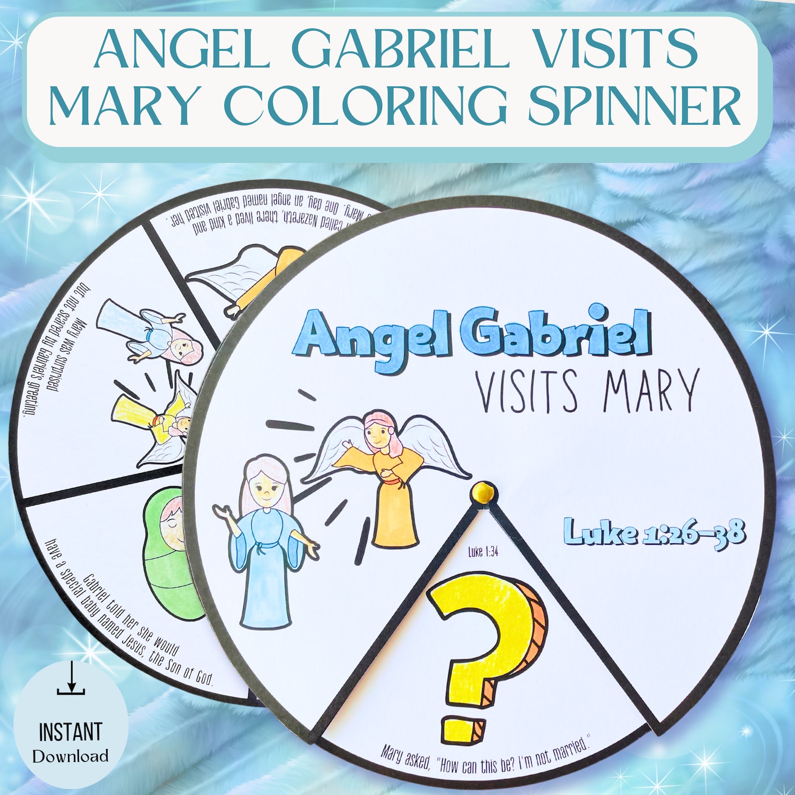 Angel Gabriel Visits Mary Coloring Spinner Wheel | Nativity Craft ...