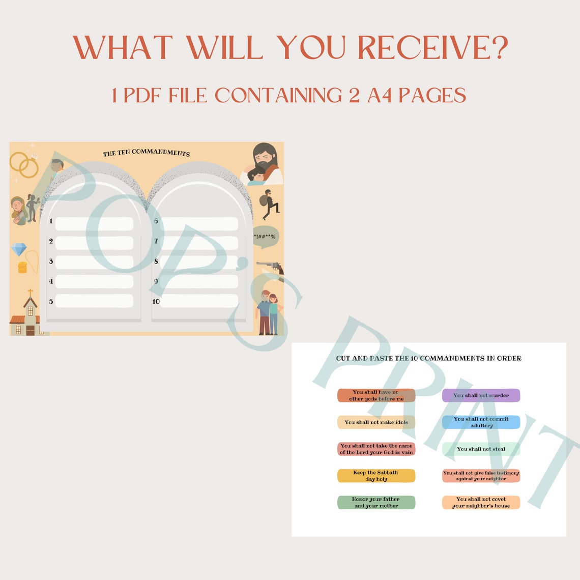 Printable the Ten Commandments Sunday School Craft, Homeschool Bible ...
