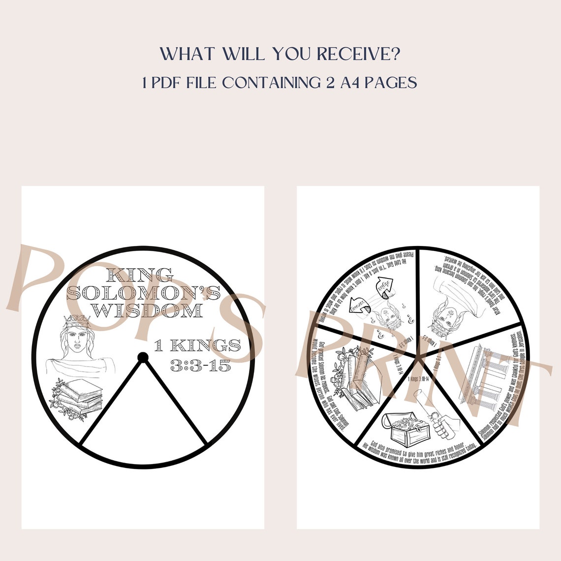 Printable Wisdom of Solomon Coloring Spinner Wheel, Wise King Solomon ...
