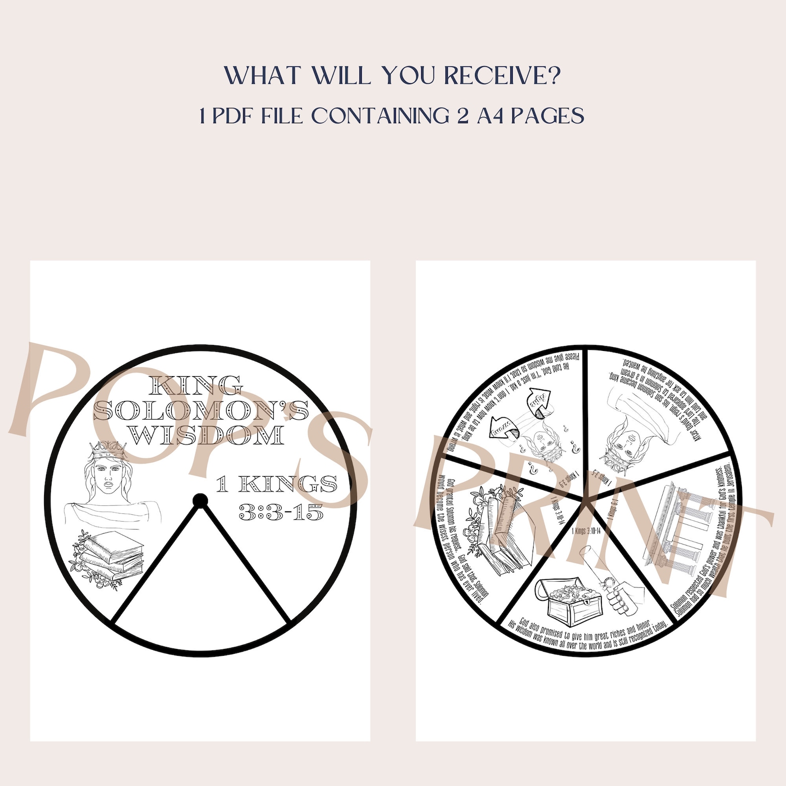 Printable Wisdom of Solomon Coloring Spinner Wheel, Wise King Solomon ...