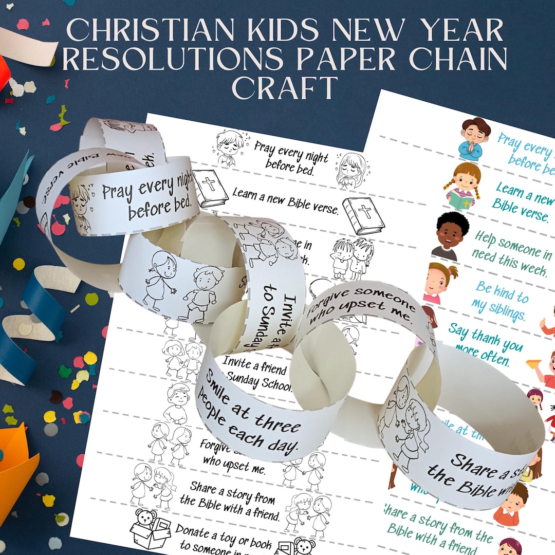 Christian Kids New Year Resolutions Paper Chain Garland Craft Printable ...