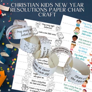 Christian Kids New Year Resolutions Paper Chain Garland Craft Printable ...