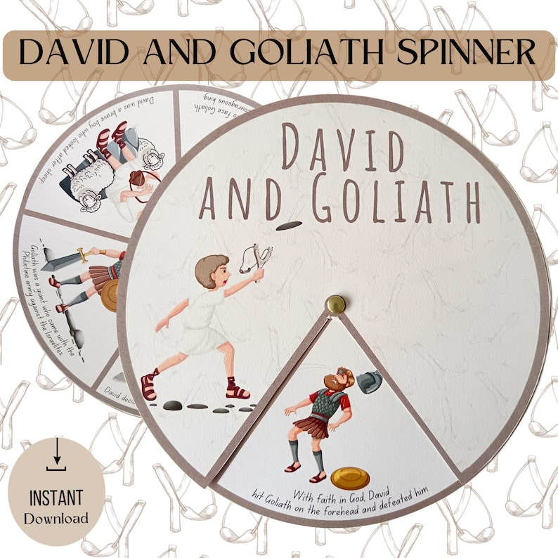 David and Goliath Sunday School Craft Bible Spinner Wheel, Printable ...
