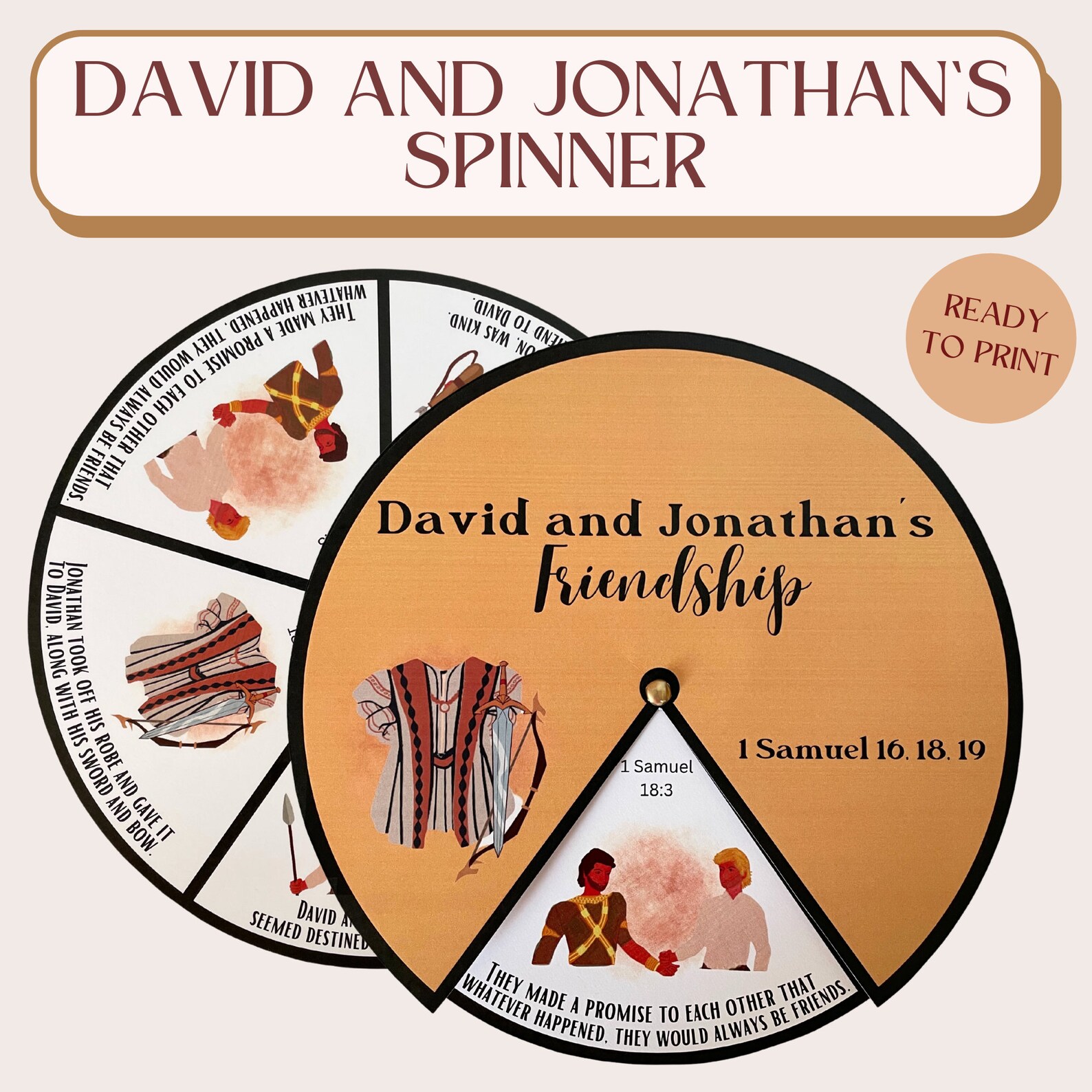 Printable David and Jonathan Spinner Wheel | Sunday School Craft | Kids ...