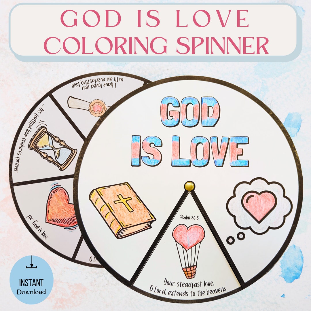 Printable Sunday School Craft "god is Love" Coloring Spinner Wheel Kids Ministry Lesson on God’s ...