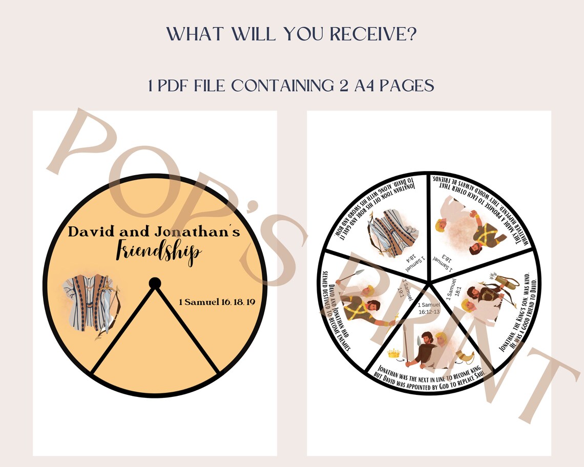 Printable David and Jonathan Spinner Wheel | Sunday School Craft | Kids ...