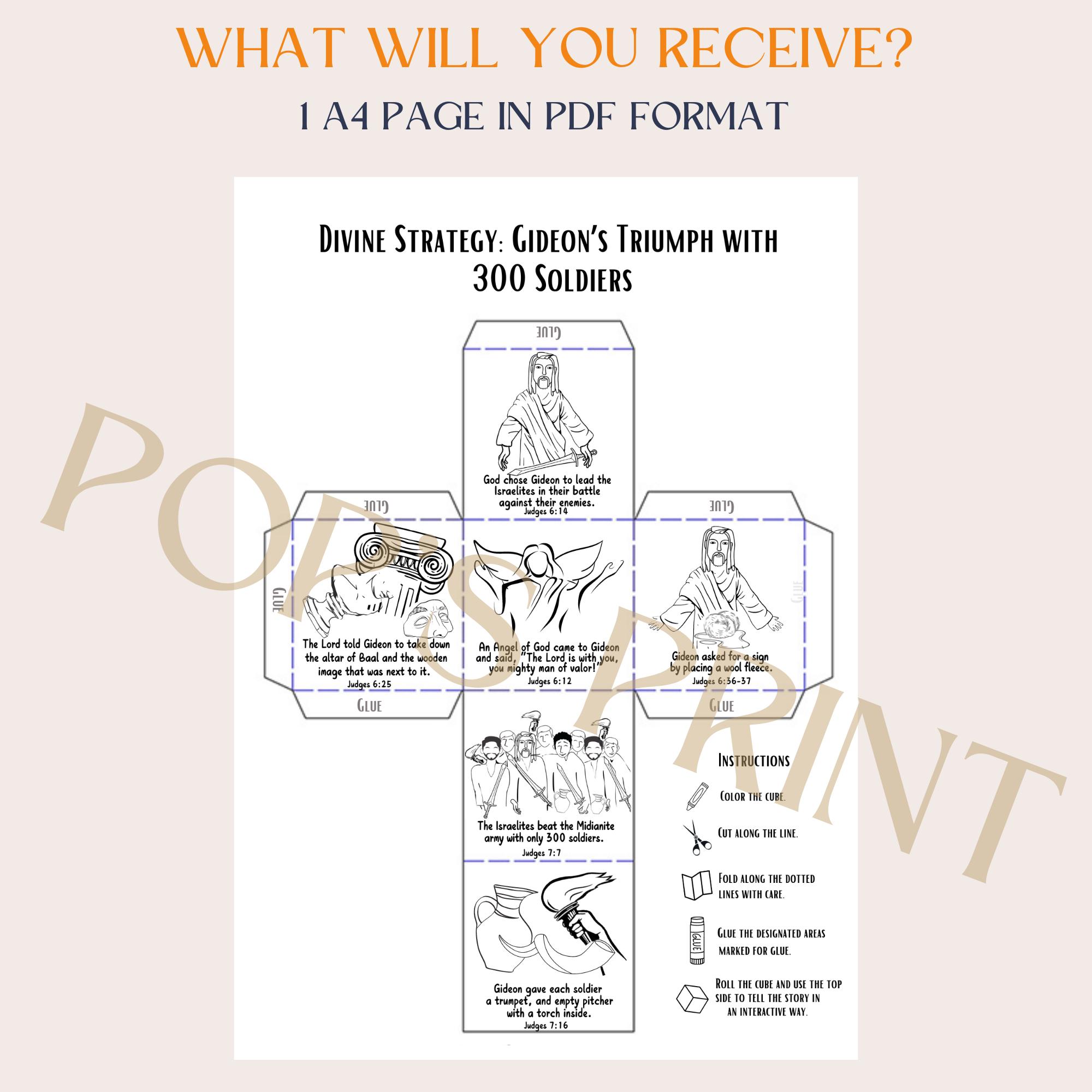 Printable Gideon Cube Craft, Printable Bible Activity, Gideon Memory ...