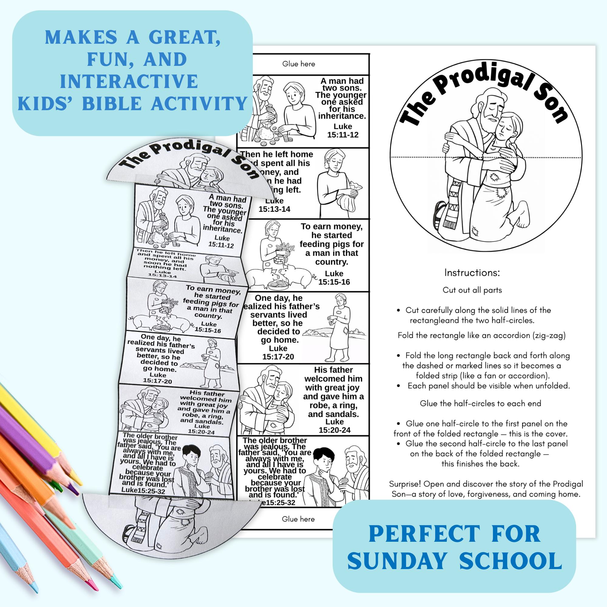 Prodigal Son Bible Folding Surprise Craft | Sunday School Printable ...