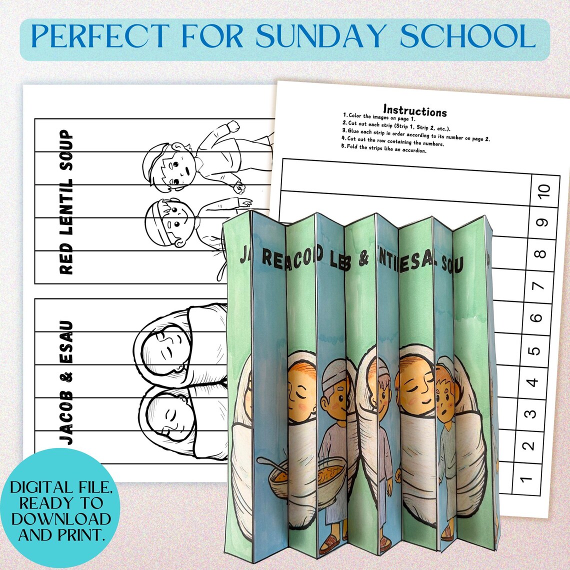 Jacob and Esau Bible Craft for Kids – Printable Agamograph Coloring ...