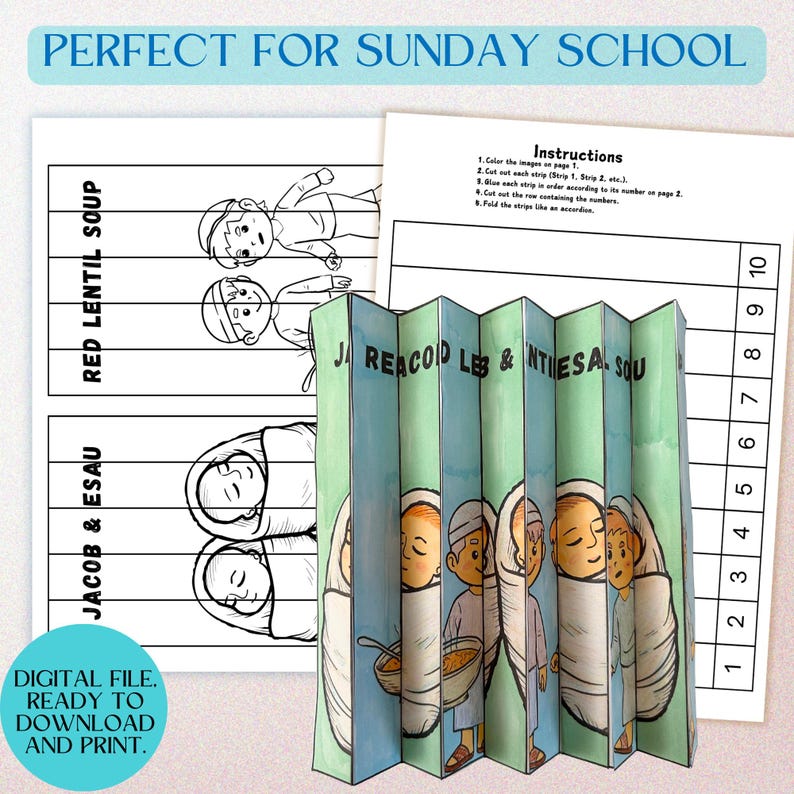 Jacob and Esau Bible Craft for Kids – Printable Agamograph Coloring ...