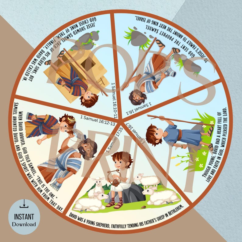 Printable Bible Craft- David Anointed by Samuel Spinner Wheel, Sunday ...