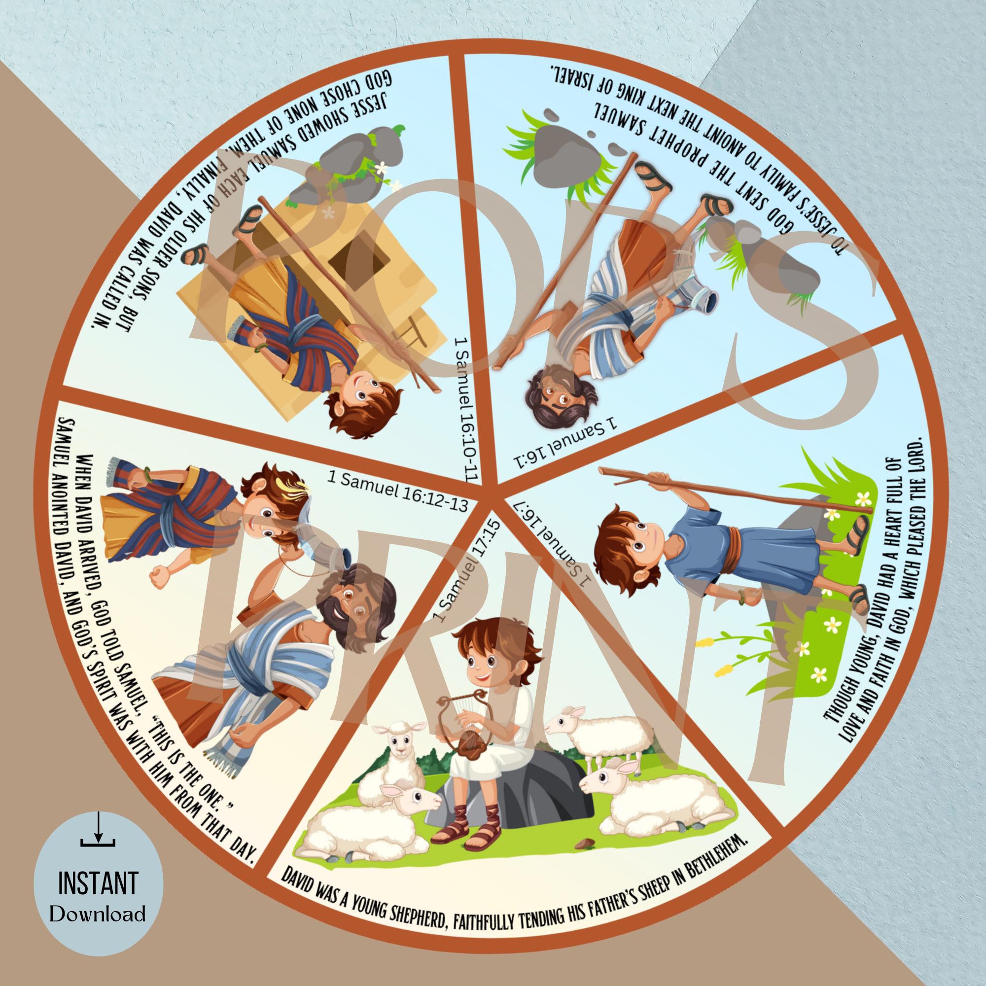 Printable Bible Craft- David Anointed by Samuel Spinner Wheel, Sunday ...